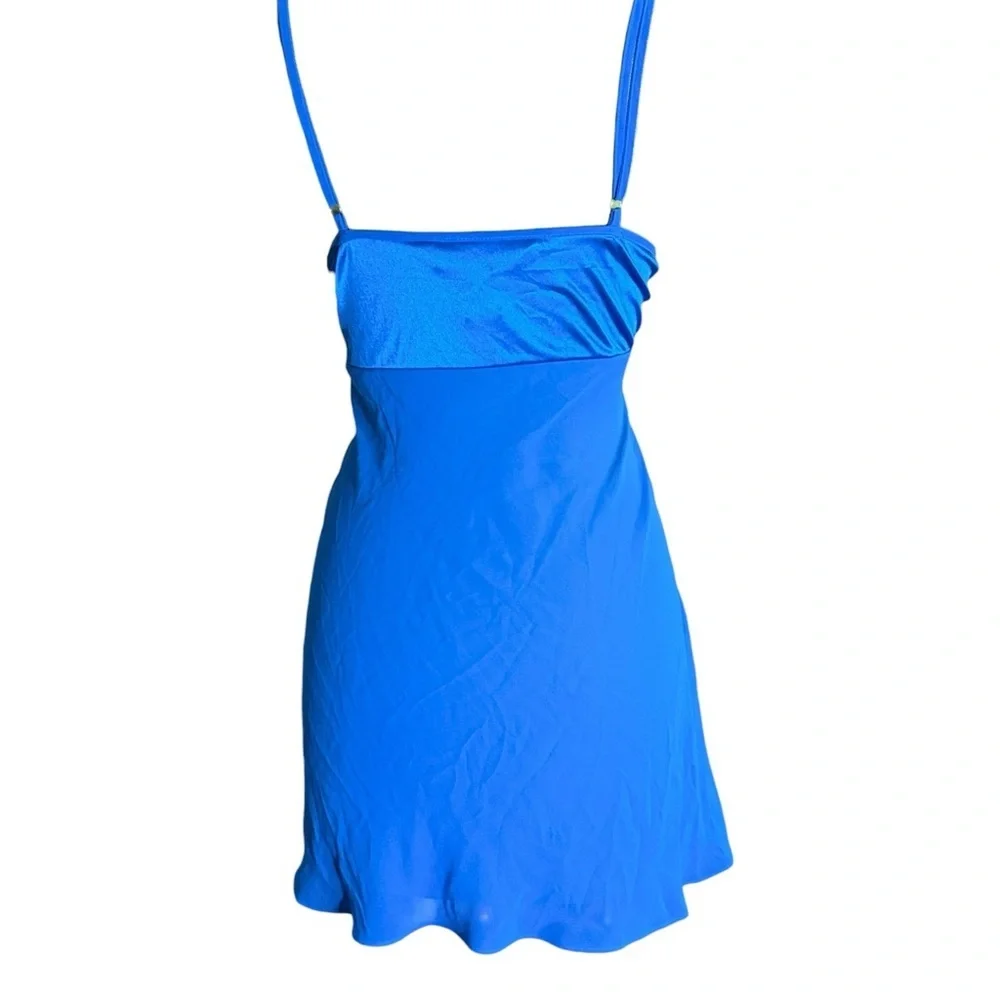 Lane Bryant | Dresses | Blue Satin Sheer Slip Dress | Poshmark